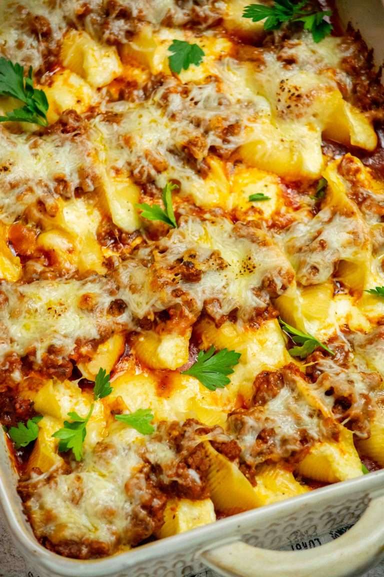 Cheesy Stuffed Shells with Ground Beef Meat Sauce : Jawns I Cooked