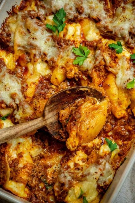 Cheesy Stuffed Shells with Ground Beef Meat Sauce : Jawns I Cooked