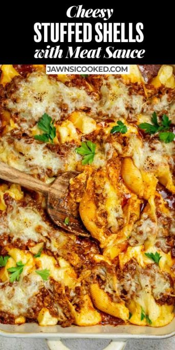 Cheesy Stuffed Shells with Ground Beef Meat Sauce : Jawns I Cooked