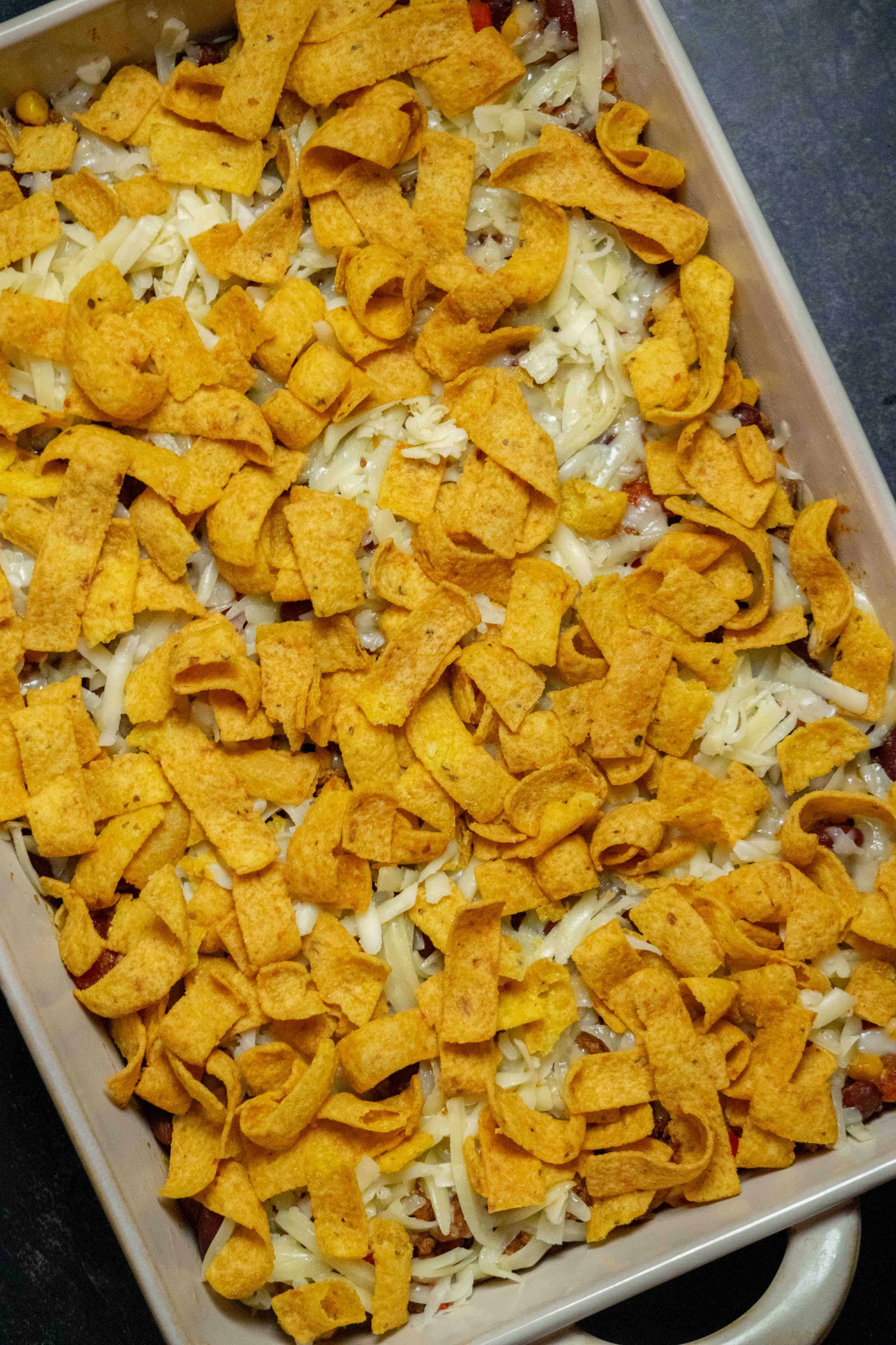 Easy Ground Beef Chili Frito Pie Casserole Recipe : Jawns I Cooked