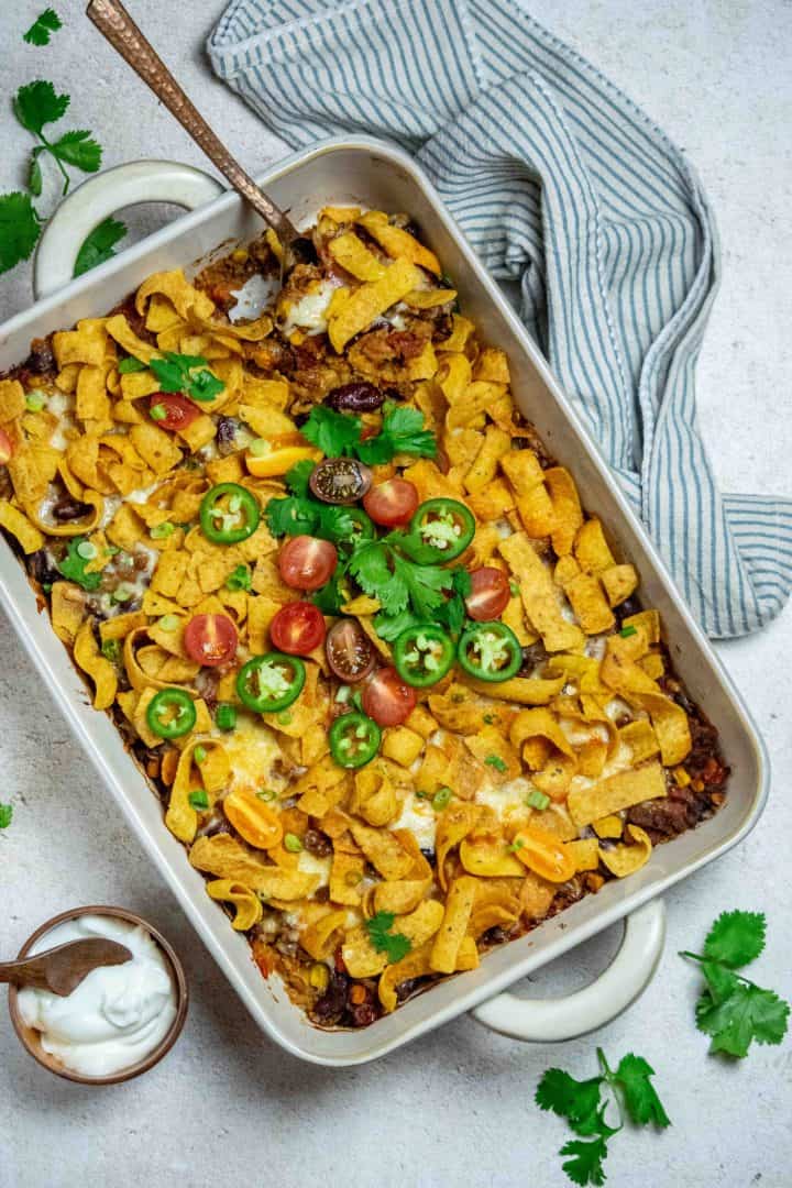 Easy Ground Beef Chili Frito Pie Casserole Recipe : Jawns I Cooked