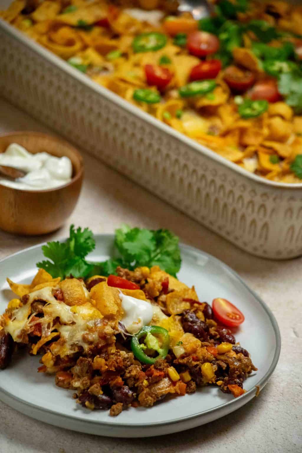 Easy Ground Beef Chili Frito Pie Casserole Recipe : Jawns I Cooked