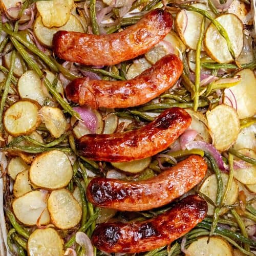 Sheet Pan Bratwurst and Potatoes with Green Beans : Jawns I Cooked