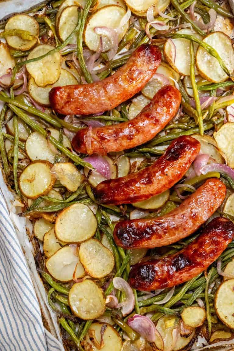 Sheet Pan Bratwurst and Potatoes with Green Beans : Jawns I Cooked